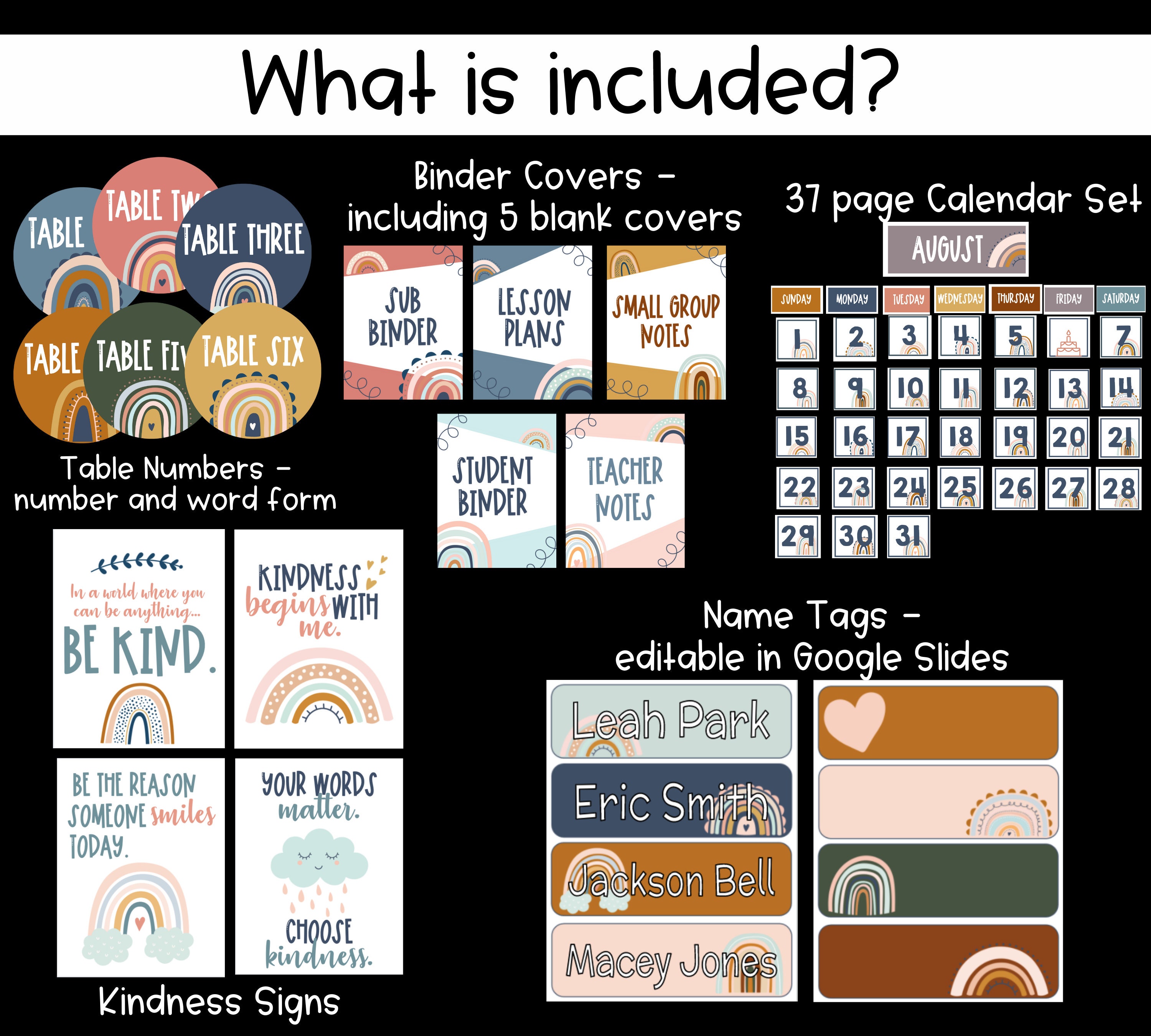 Boho Rainbow Classroom Decor MEGA BUNDLE 12 Item Bundle - Etsy