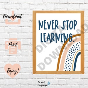 Boho Rainbow Growth Mindset Signs DIGITAL DOWNLOAD Modern Rainbow ...