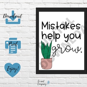 Growth Mindset Classroom Signs | Plant Cactus Succulent Theme | Pastel ...