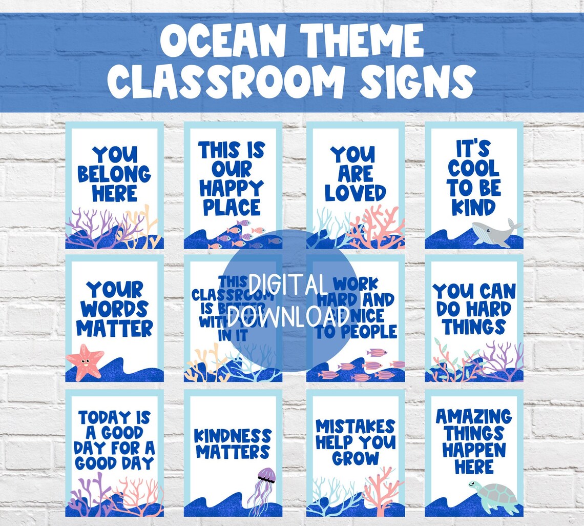 Ocean Theme Growth Mindset Signs DIGITAL DOWNLOAD Ocean - Etsy