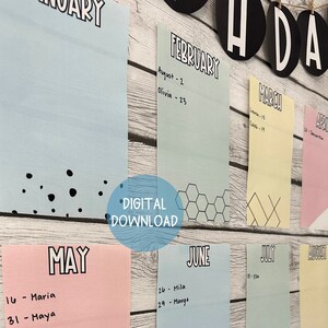 Modern Pastel Theme Birthday Display Pastel Printable Birthday Chart ...