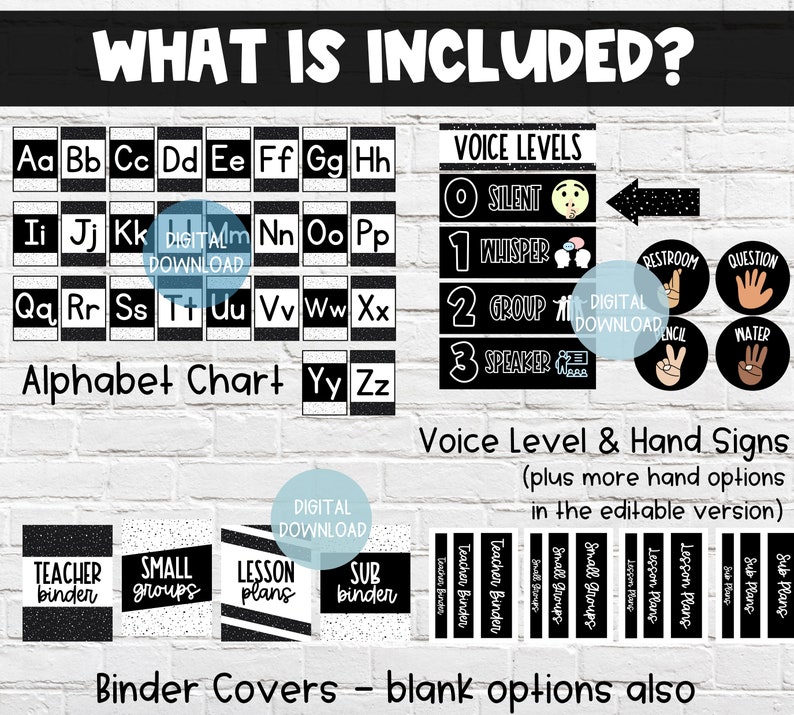 Black & White Spotty Theme BUNDLE! | Editable | DIGITAL DOWNLOAD ...