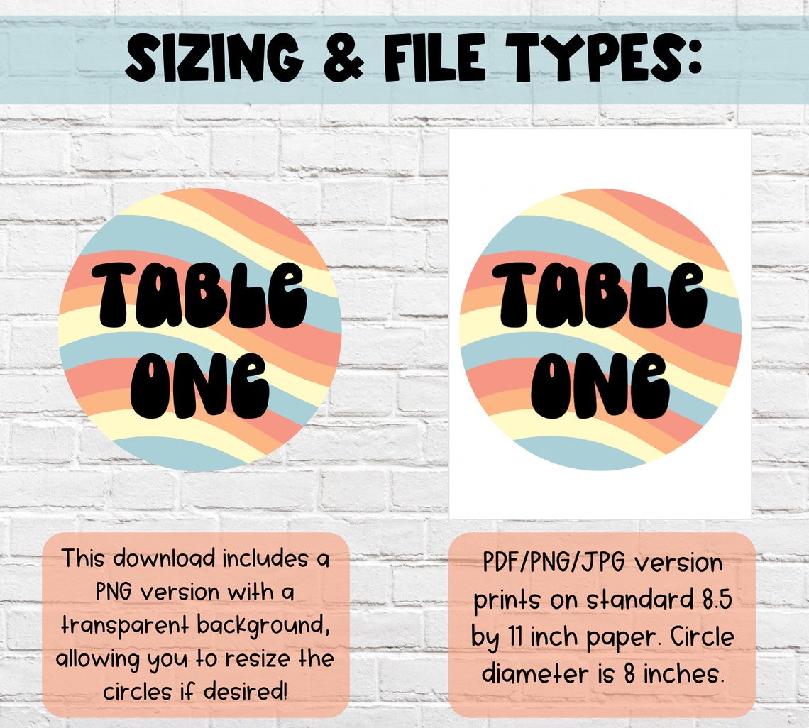 Retro Groovy Table Signs Boho Retro Printable Table Numbers - Etsy