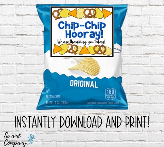 Chips Thank You Tag PRINTABLE Teacher Appreciation Chip Chip - Etsy