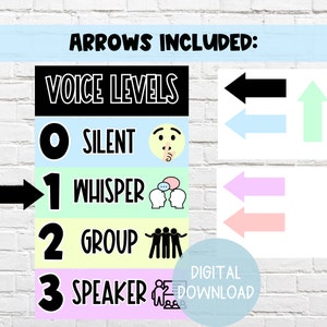 Modern Pastel Voice Levels & Hand Signals DIGITAL DOWNLOAD Classroom ...