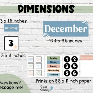 Coastal Boho Classroom Calendar DIGITAL DOWNLOAD Printable Classroom ...