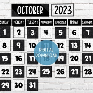 Black and White Spotty Classroom Calendar | DIGITAL DOWNLOAD ...