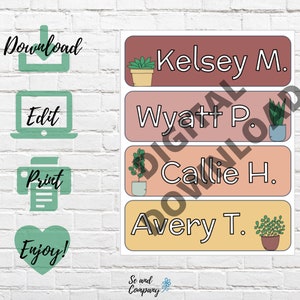 Plant Theme Name Tags | EDITABLE on Google Slides | School Classroom ...