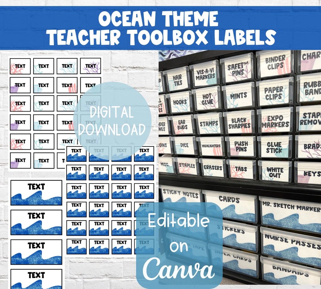 Ocean Theme Teacher Toolbox Editable on Canva Ocean Vibes Teacher ...