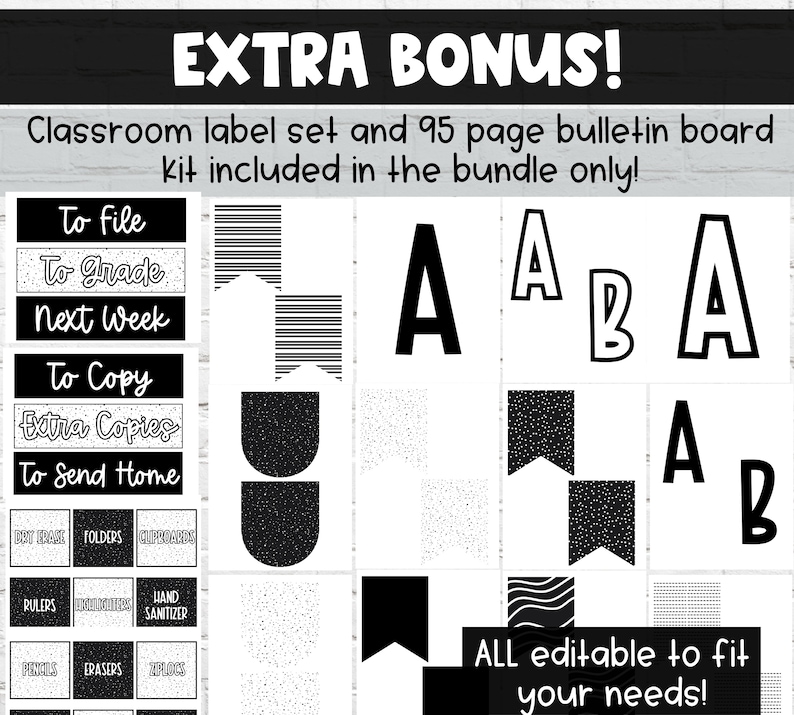 Black & White Spotty Theme BUNDLE! | Editable | DIGITAL DOWNLOAD ...
