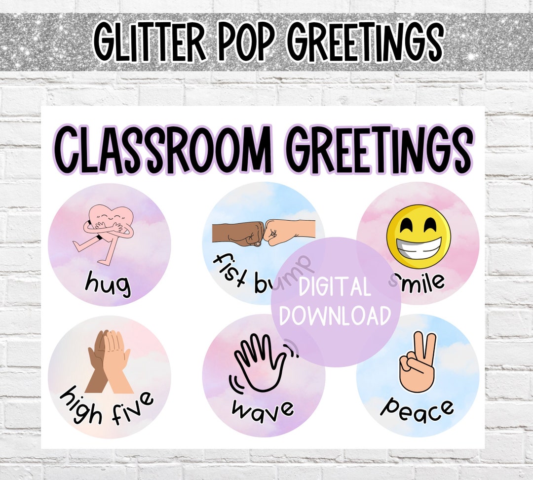 Glitter Pop Theme Classroom Greetings | DIGITAL DOWNLOAD | Printable ...
