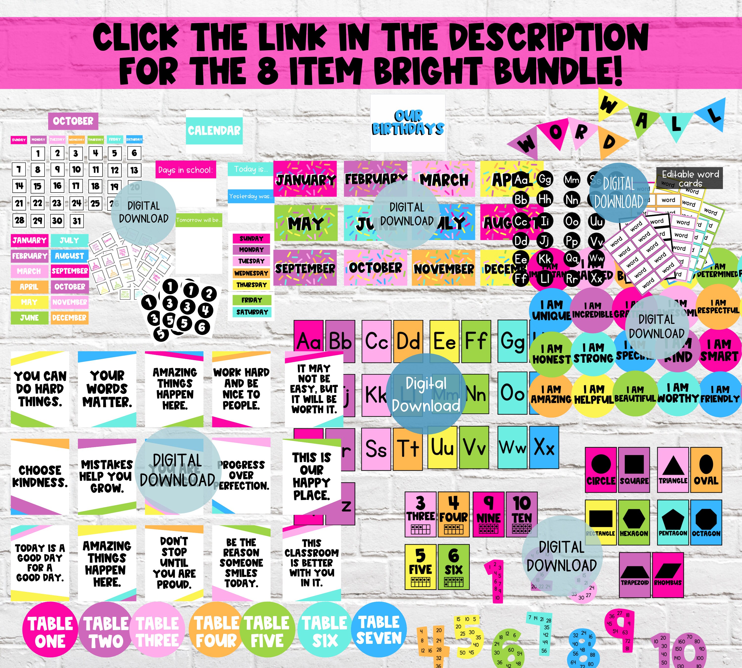 Classroom Brights Alphabet Chart DIGITAL DOWNLOAD Simple - Etsy
