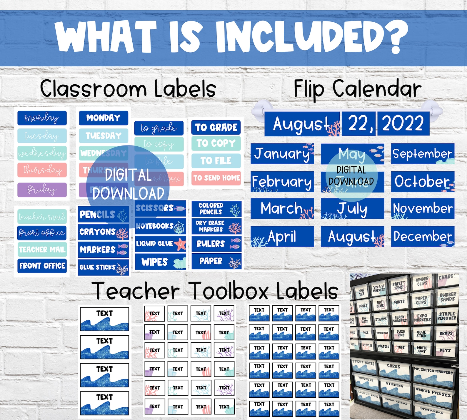 Ocean Theme Classroom BUNDLE! | Editable on Canva | Digital Download ...