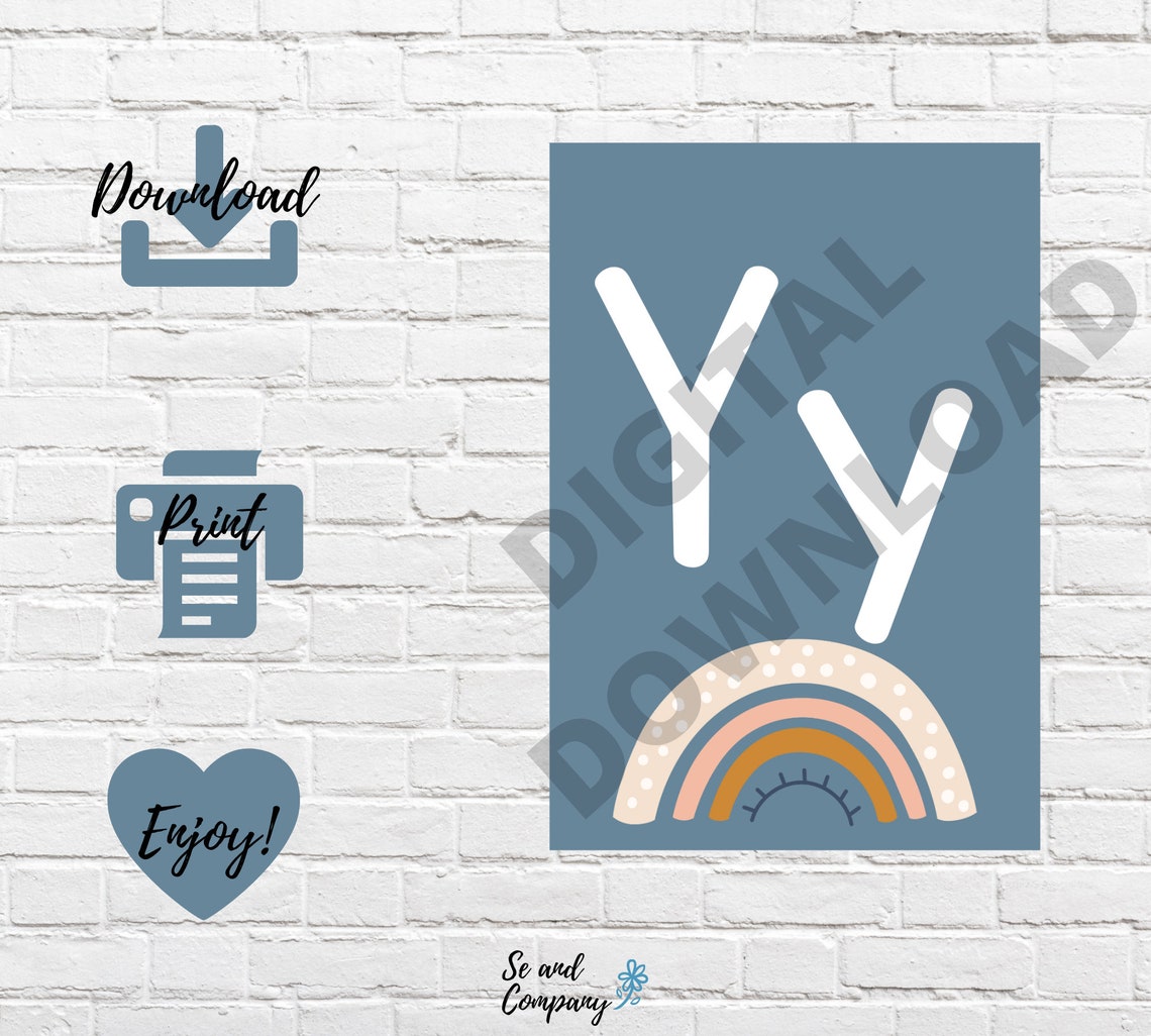 Boho Rainbow Alphabet Chart DIGITAL DOWNLOAD Modern Rainbow - Etsy