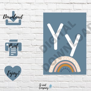 Boho Rainbow Alphabet Chart| DIGITAL DOWNLOAD | Modern Rainbow ABC ...