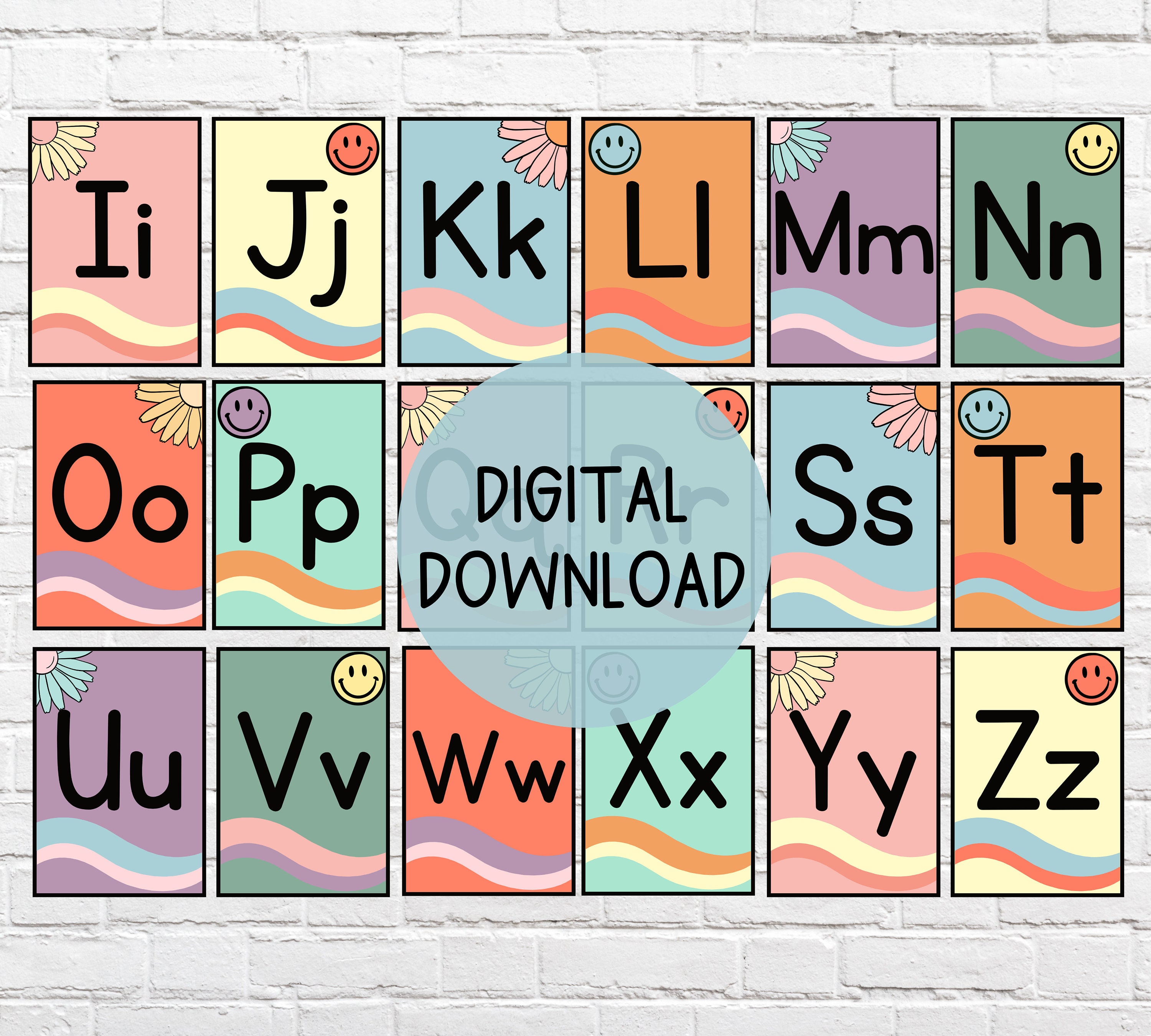 Retro Groovy Alphabet Chart | Boho Retro Alphabet Display | DIGITAL ...
