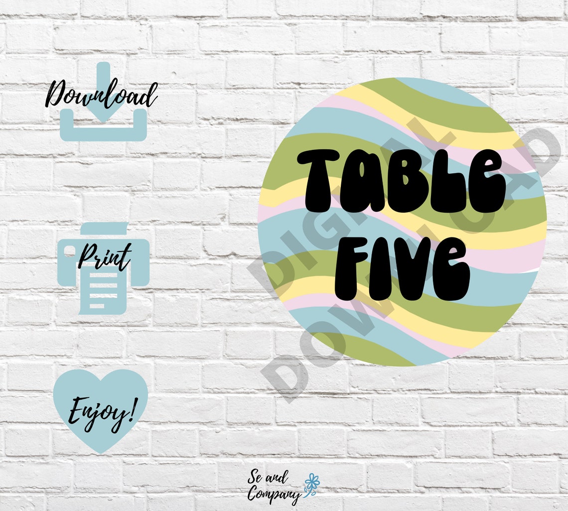Retro Groovy Table Signs Boho Retro Printable Table Numbers - Etsy