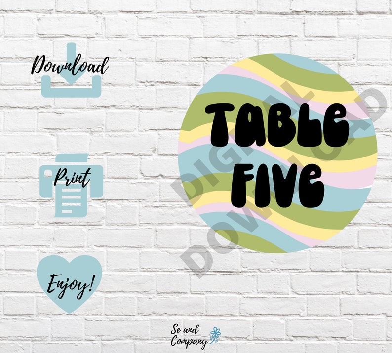 Retro Groovy Table Signs Boho Retro Printable Table Numbers - Etsy