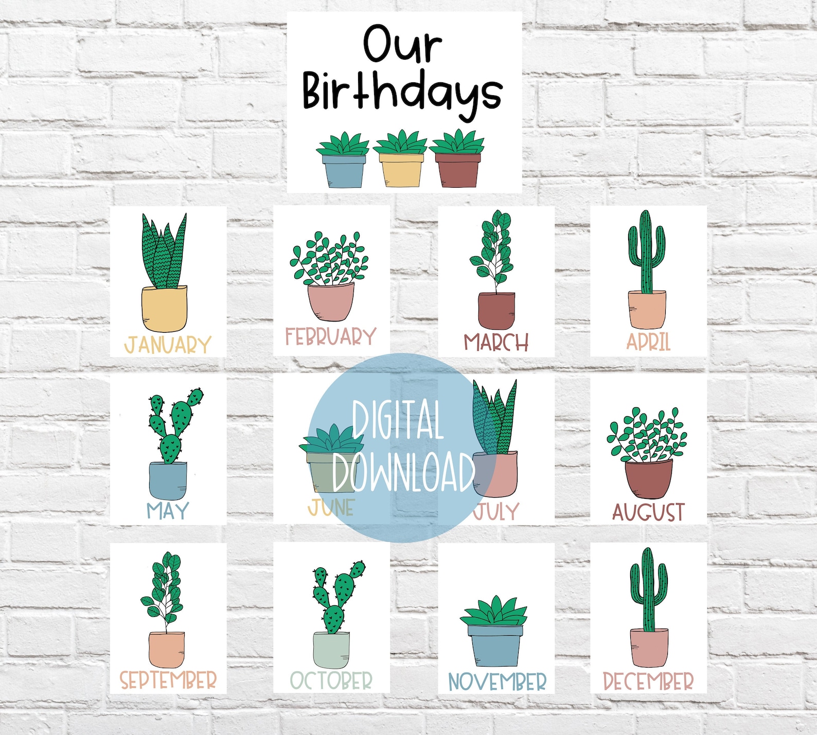 Plant Theme Birthday Display Classroom Monthly Birthday - Etsy