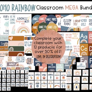 Boho Rainbow Birthday Display | Classroom Monthly Birthday Chart ...