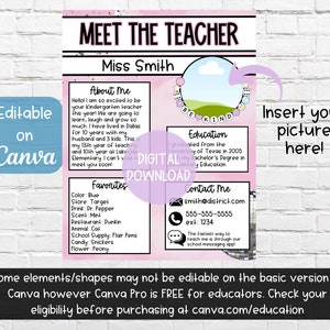 Meet the Teacher Template: Glitter Pop | Editable on Canva | DIGITAL ...