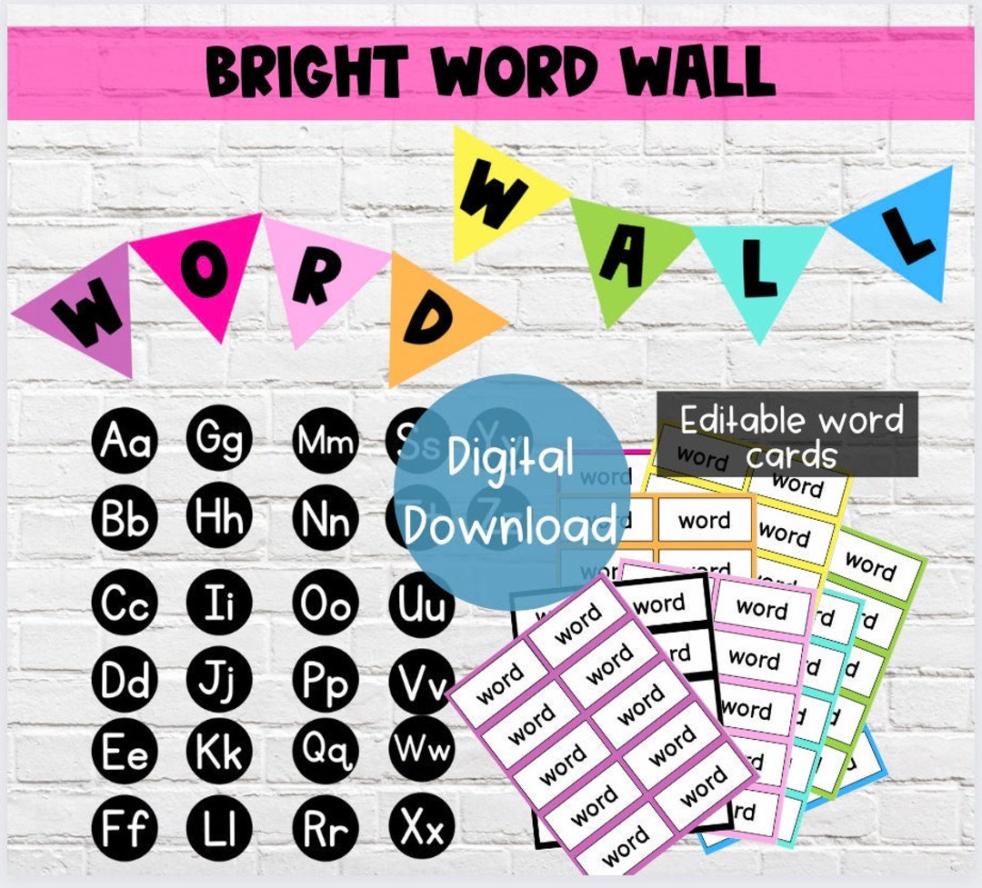 Classroom Brights Word Wall | DIGITAL DOWNLOAD | Bright Color Theme ...