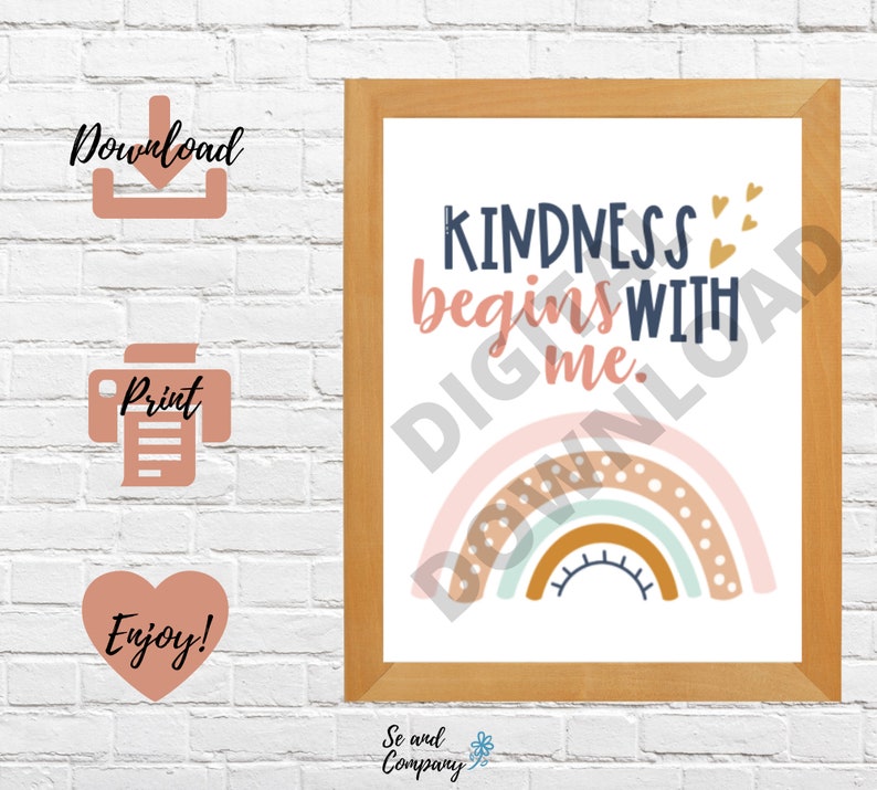 Boho Rainbow Theme Kindness Signs Set of 4 Kindness Matter | Etsy