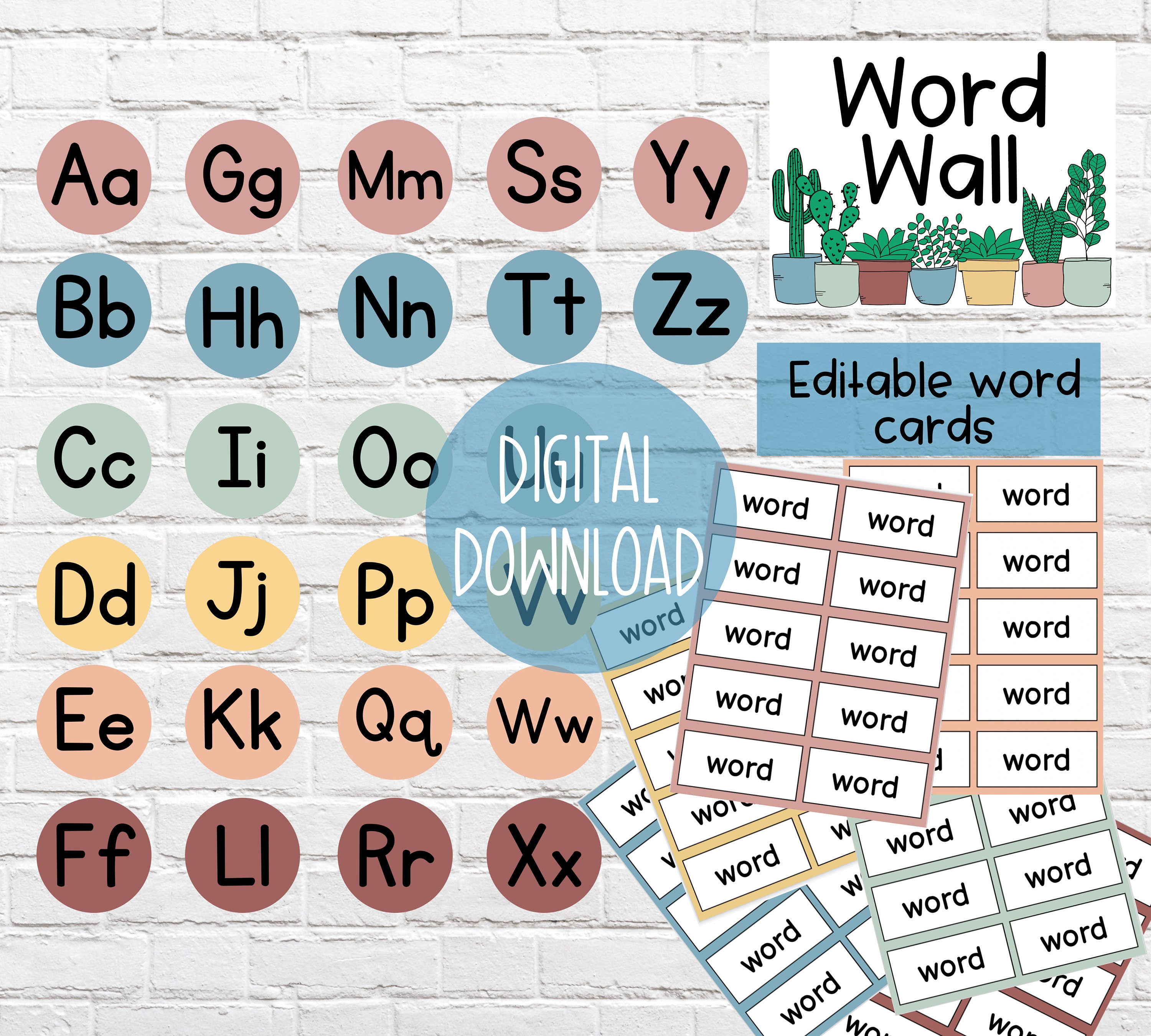 Plant Theme Word Wall DIGITAL DOWNLOAD Pastel Theme Word - Etsy