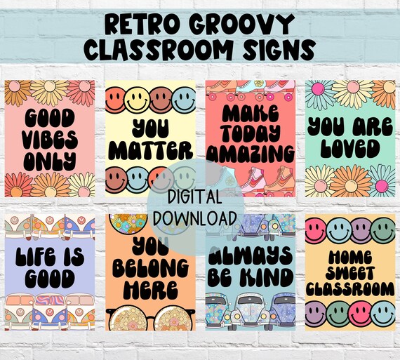 Retro Groovy Classroom Signs Boho Retro Classroom Decor - Etsy
