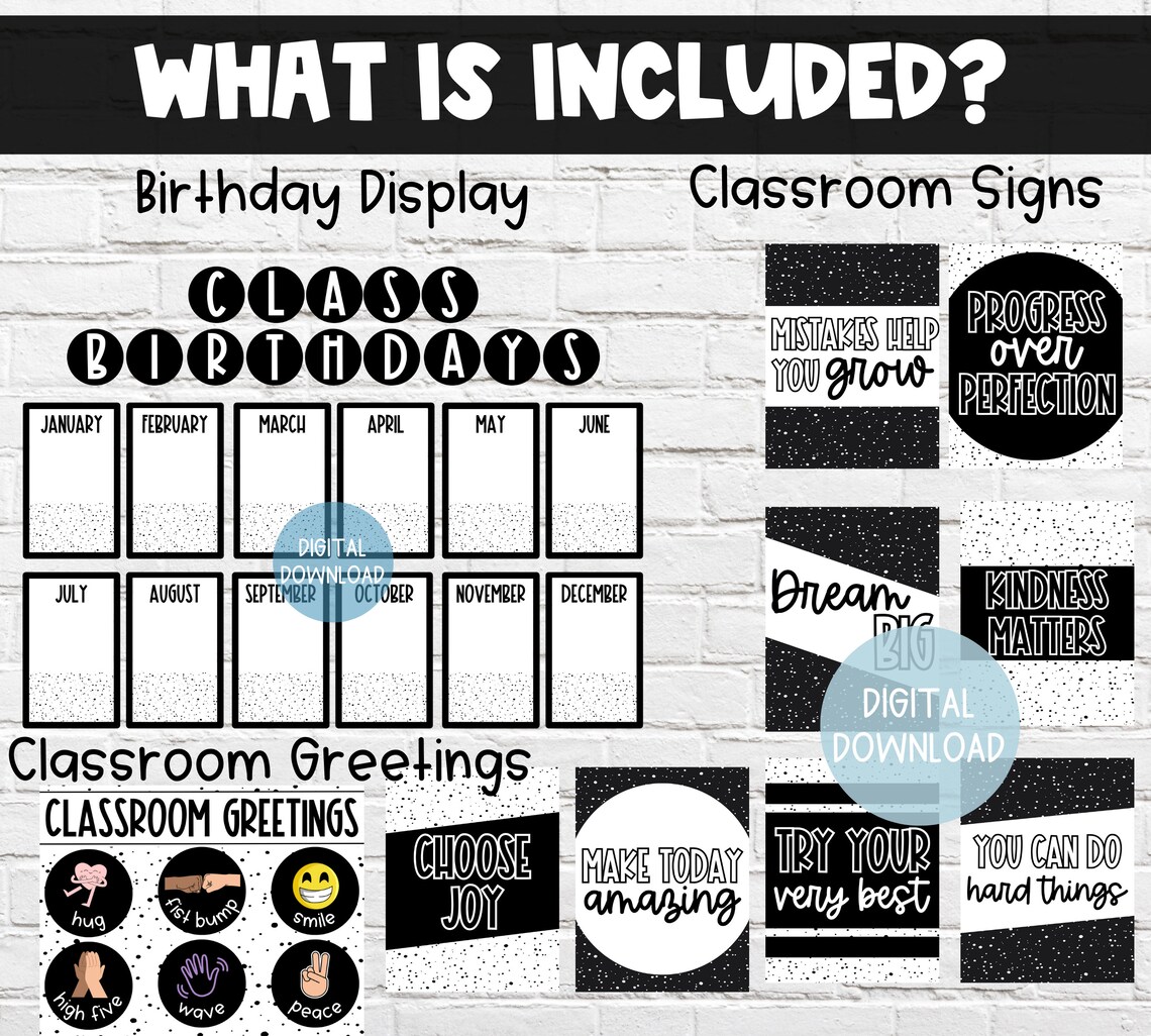 Black & White Spotty Theme BUNDLE! | Editable | DIGITAL DOWNLOAD ...