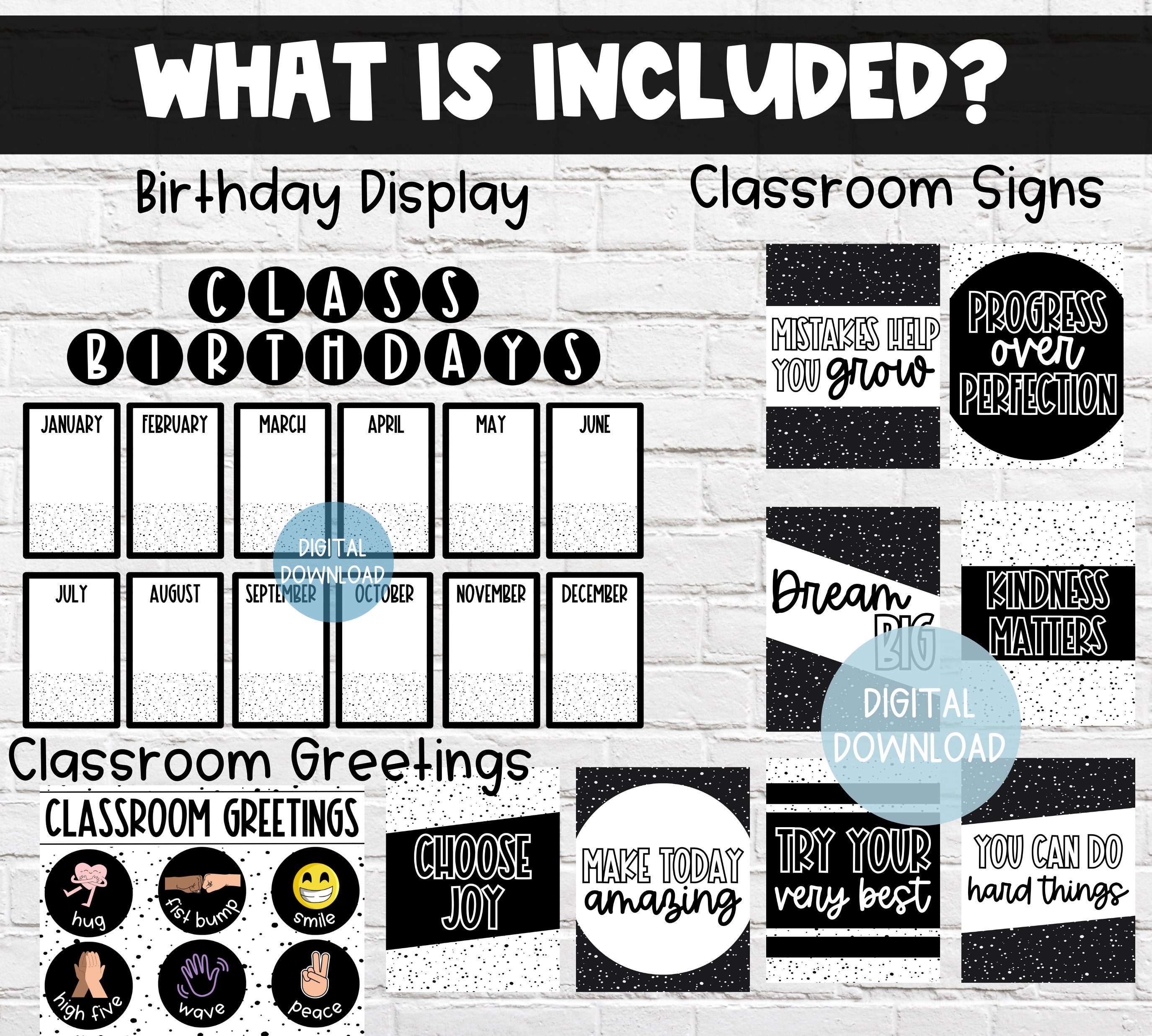 Black & White Spotty Theme BUNDLE! | Editable | DIGITAL DOWNLOAD ...