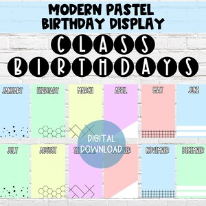 Modern Pastel Theme Birthday Display Pastel Printable Birthday Chart ...