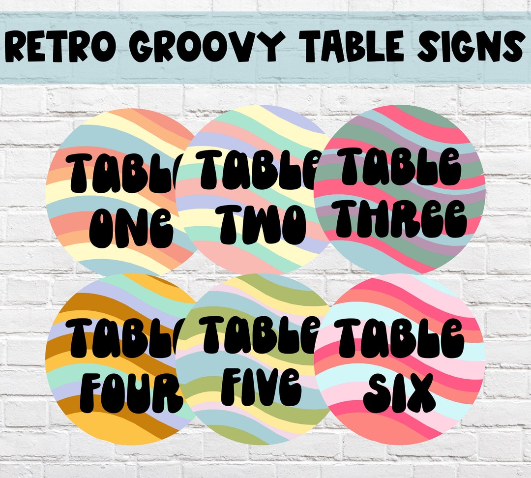 Retro Groovy Table Signs Boho Retro Printable Table Numbers DIGITAL ...