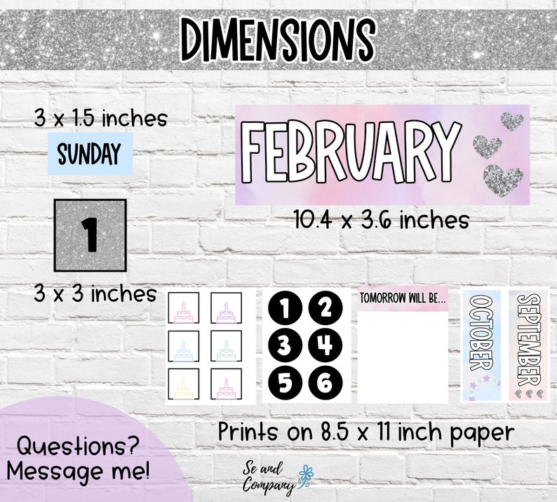 Glitter Pop Classroom Calendar | DIGITAL DOWNLOAD | Printable Classroom ...