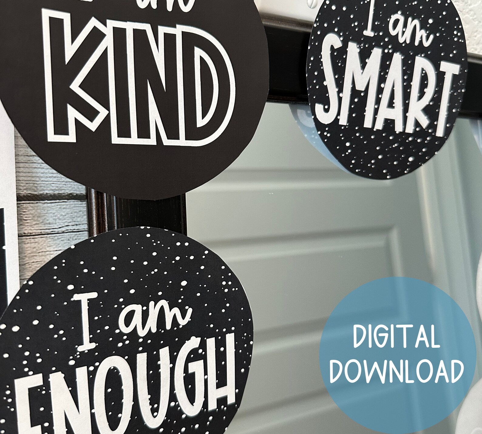 Black and White Spotty Positive Affirmations | Simple Affirmations ...