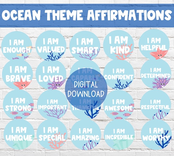 Ocean Theme Positive Affirmations Ocean Sea Affirmations - Etsy Australia