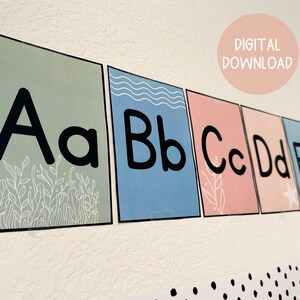 Coastal Boho Alphabet Chart DIGITAL DOWNLOAD Boho Ocean Printable ABC ...