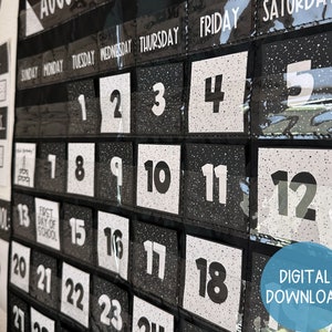 Black and White Spotty Classroom Calendar | DIGITAL DOWNLOAD ...
