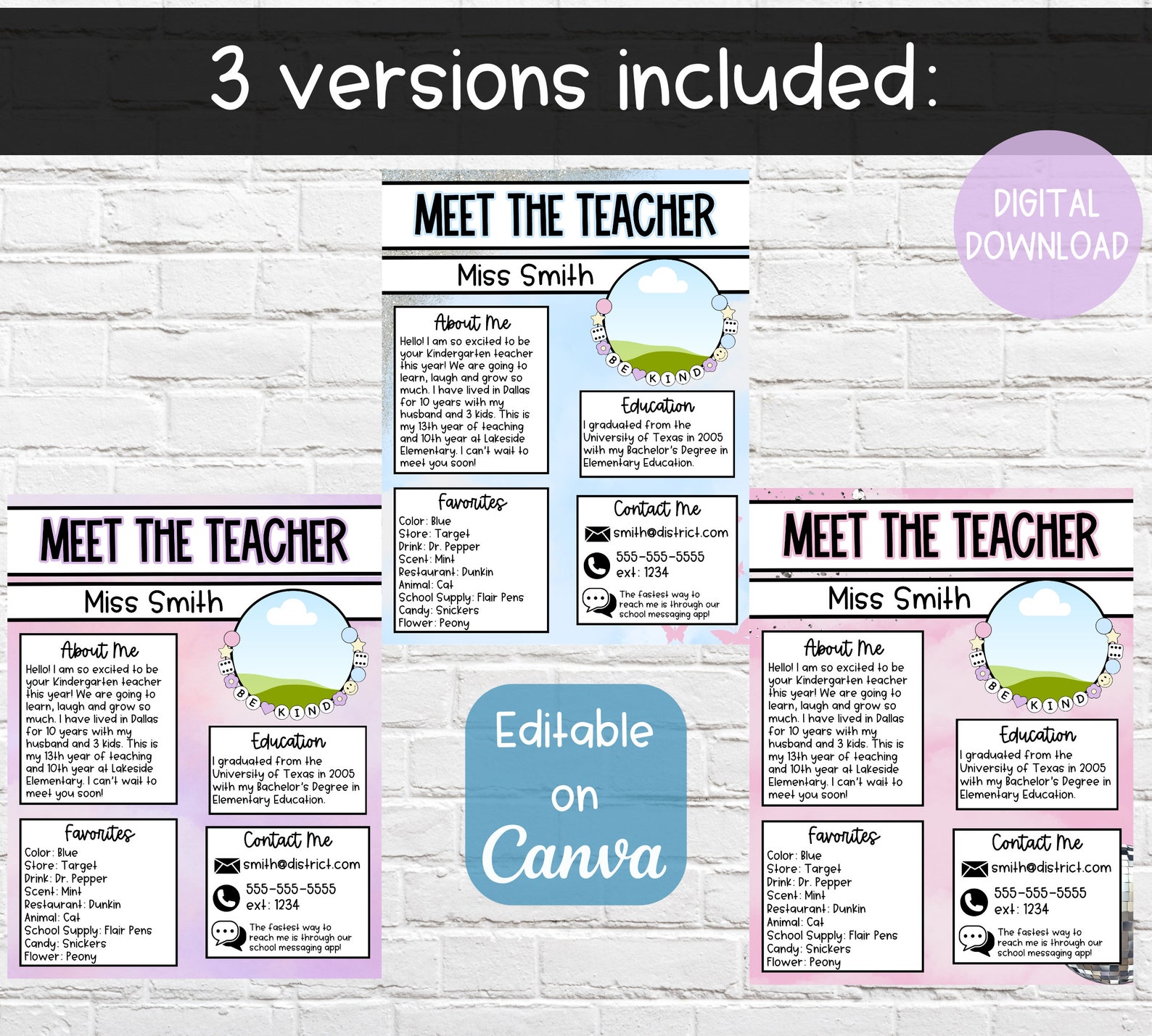 Meet the Teacher Template: Glitter Pop | Editable on Canva | DIGITAL ...