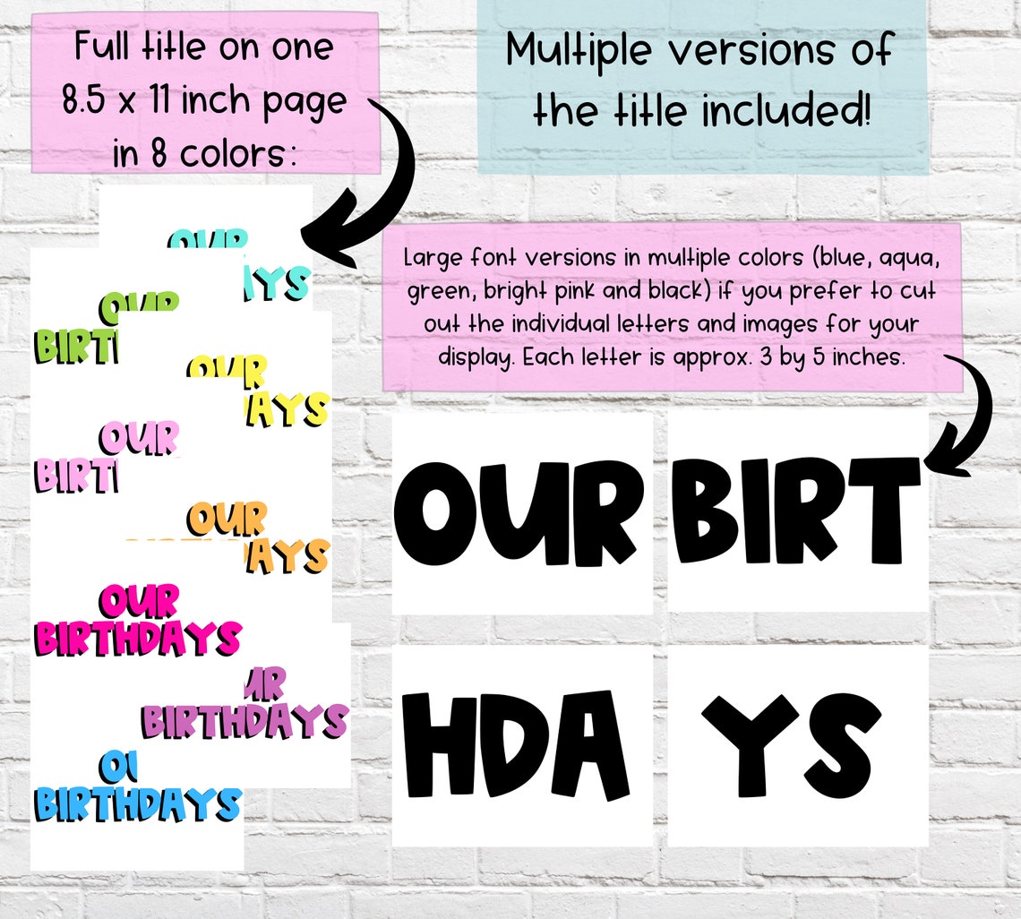 Bright Classroom Birthday Display DIGITAL DOWNLOAD Our - Etsy