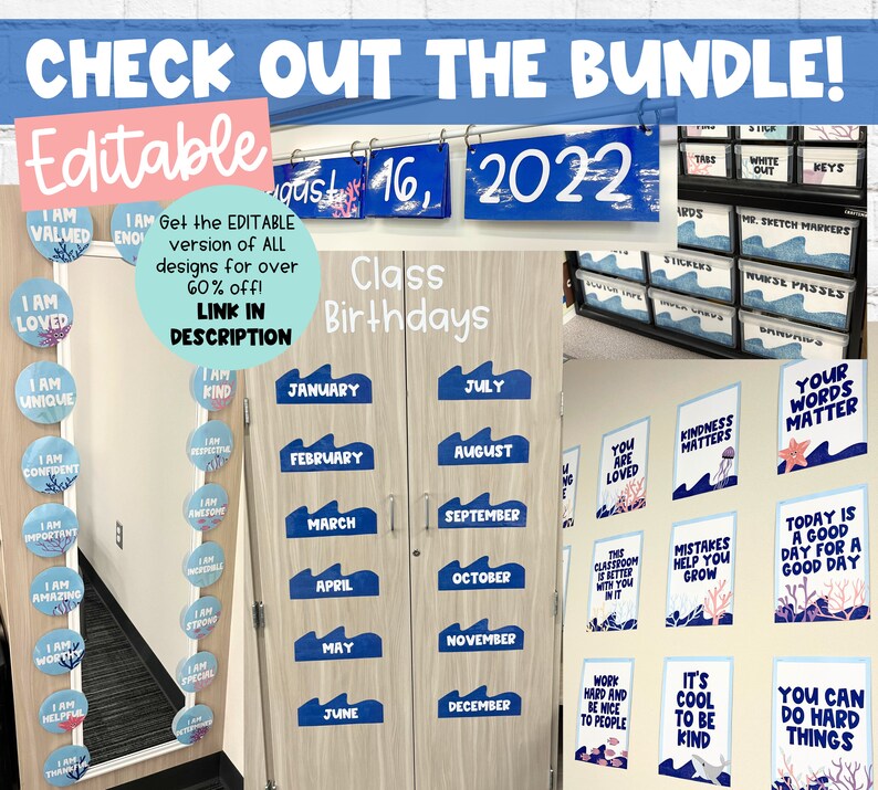Ocean Theme Growth Mindset Signs | DIGITAL DOWNLOAD | Ocean Classroom ...
