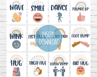 Hand Signals Posters SPOTTY BOHO Classroom Decor EDITABLE - Etsy