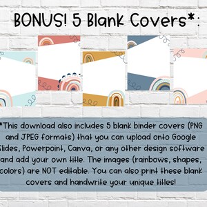 Binder Covers Boho Rainbow Themed | DIGITAL DOWNLOAD | Neutral Rainbow ...