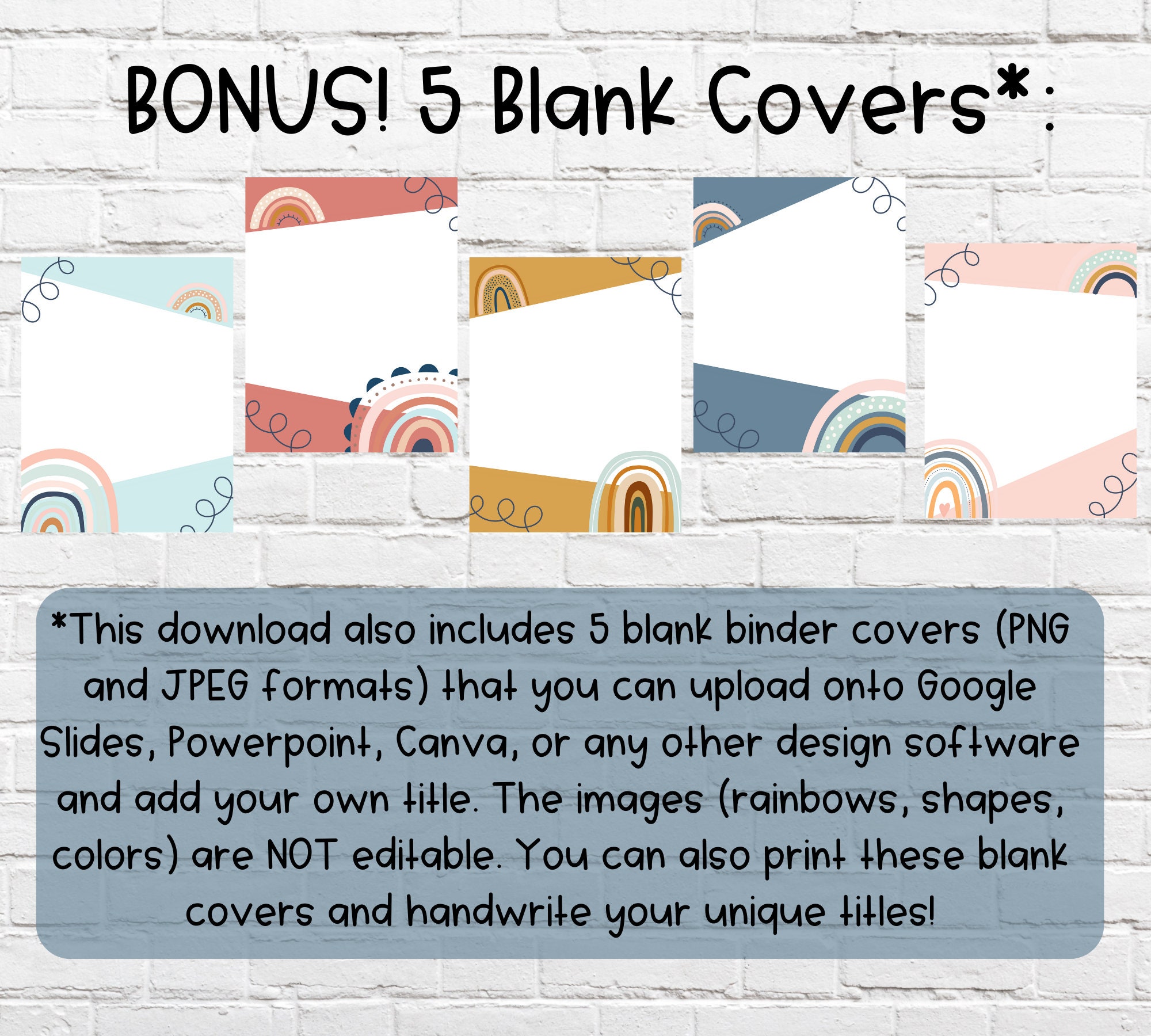 Binder Covers Boho Rainbow Themed | DIGITAL DOWNLOAD | Neutral Rainbow ...