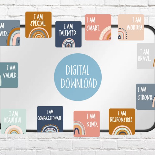 Positive Affirmations Boho Rainbow Theme Boho Rainbow Decor | Etsy