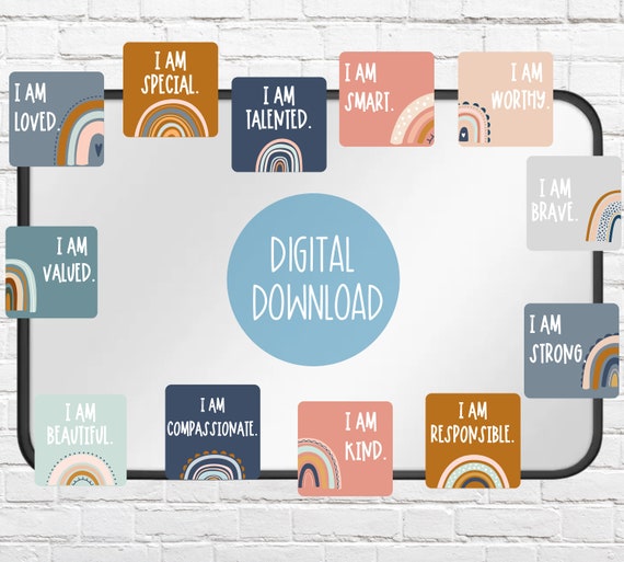 Positive Affirmations Boho Rainbow Theme Boho Rainbow Decor | Etsy