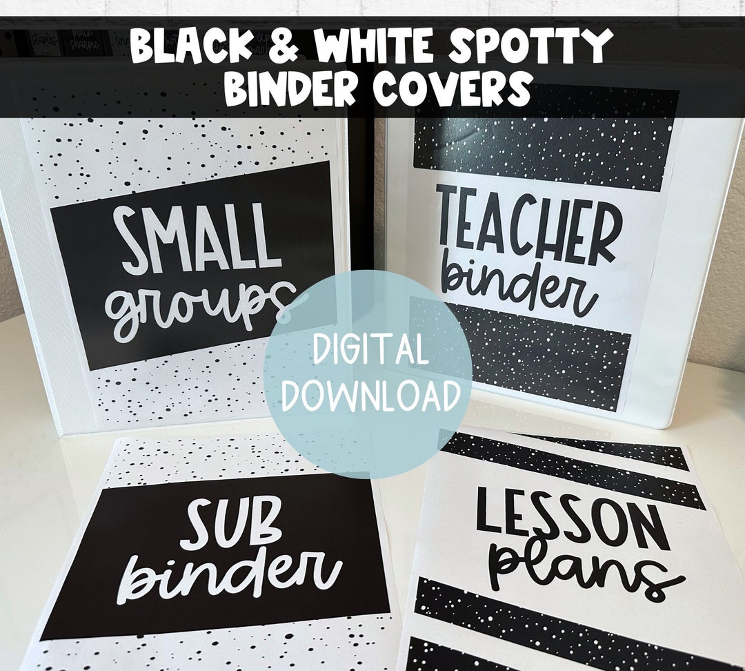 Black and White Spotty Binder Covers | Printable Binder Covers ...