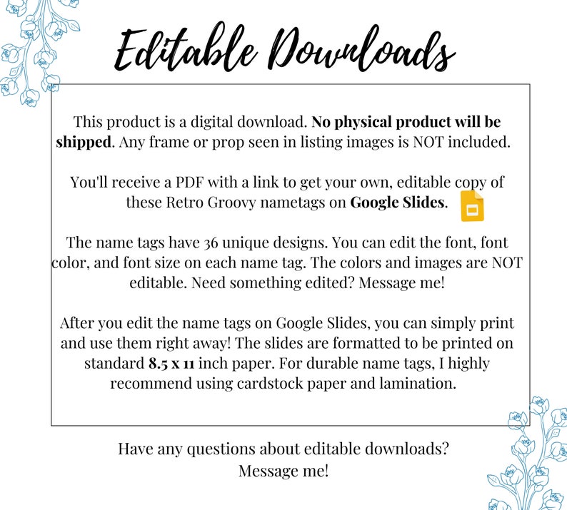 Retro Groovy Nametags EDITABLE on Google Slides DIGITAL | Etsy