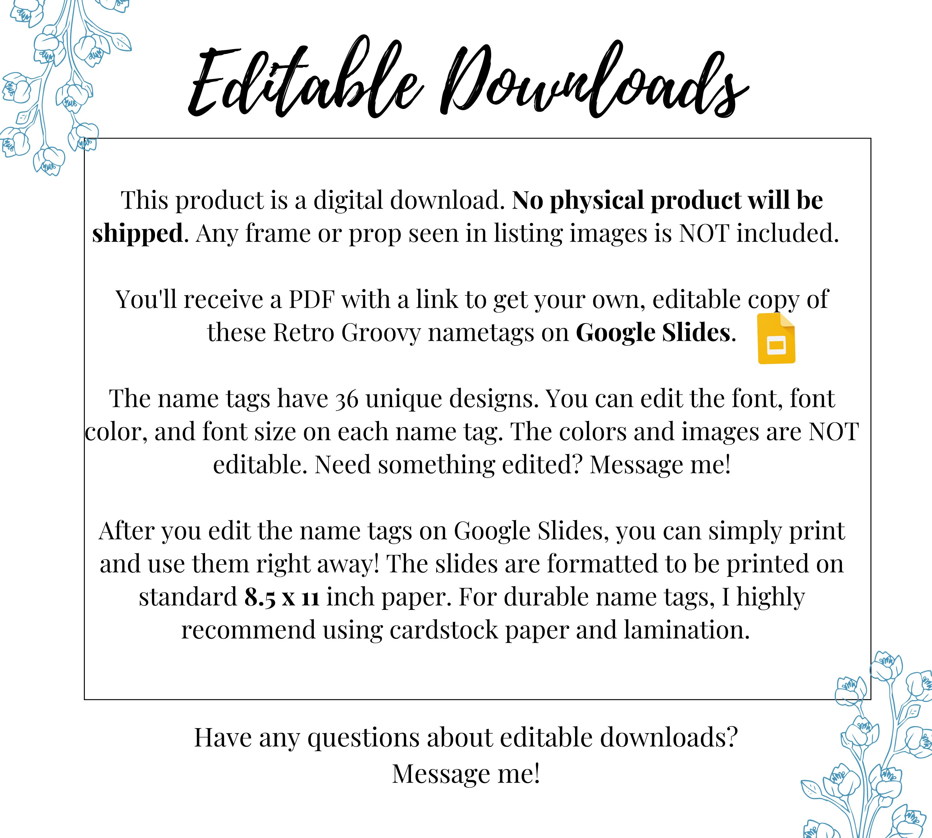 Retro Groovy Nametags | EDITABLE on Google Slides | DIGITAL DOWNLOAD ...