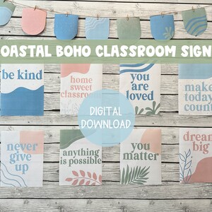 Coastal Boho Classroom Signs DIGITAL DOWNLOAD Beach Boho Classroom ...